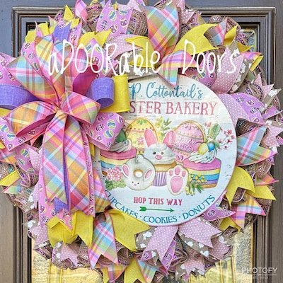 Easter Bakery Wreath Sign, Metal Wreath Sign, Sign for Wreath, Round ...