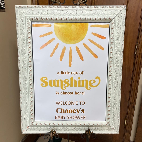 Editable Sunshine Baby Shower Welcome Sign A Little Ray of Sunshine ...