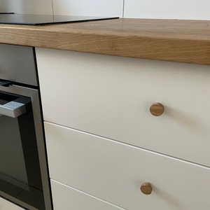 Small Wooden Round Handles, Wood Drawer Knobs, Oak Circle Handle ...