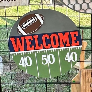 Welcome Football, Digital Download, Round Door Hanger Svg, Glowforge ...