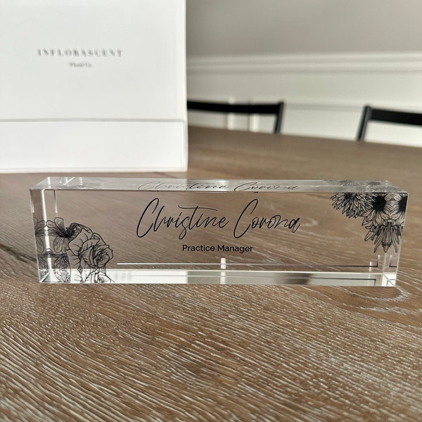 Personalized Desk Acrylic Plaque With Wooden Base, Custom Office Decor ...