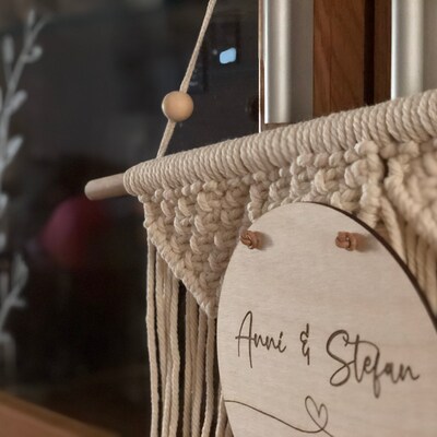 Macrame Wall Hanging Wood Sign Wedding Gift Personalized - Etsy