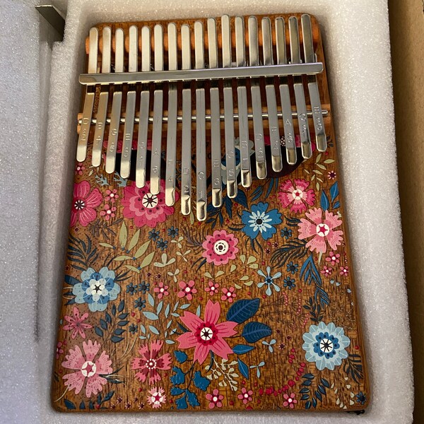 Painted Kalimba- FLOWER 17 Key Mahogany Kalimba African Thumb Piano ...
