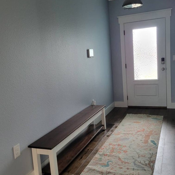 1776 Farmhouse Bench With Storage Shelf, Rustic Solid Wood Bench - Etsy
