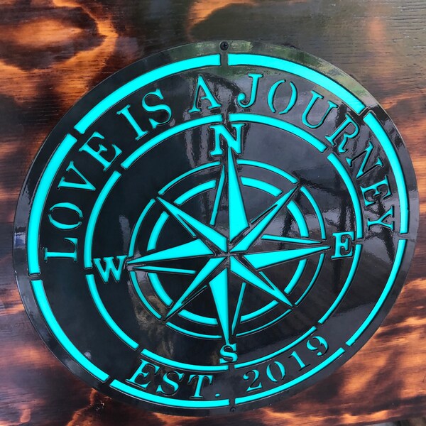 Personalized Compass Rose Metal Sign - Personalized Wedding Gift ...