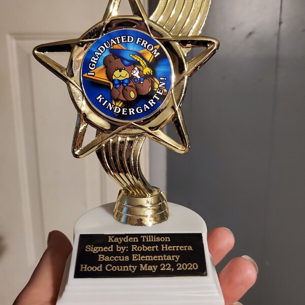 Customized Kindergarten Graduation Trophy, Graduate Award, With ...