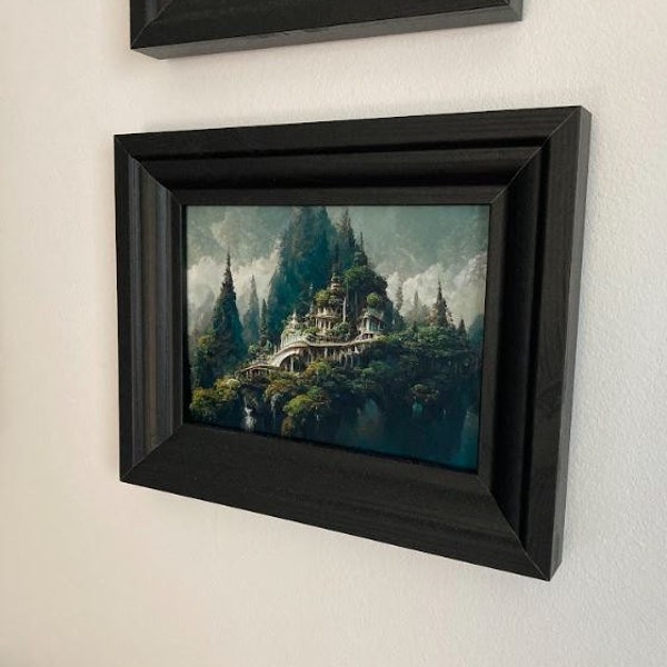 Fantasy Landscapes Elven Home in the Mountains- Digital Print- Screen ... Fantasy Landscapes Elven Home in the Mountains- Digital Print- Screen ...