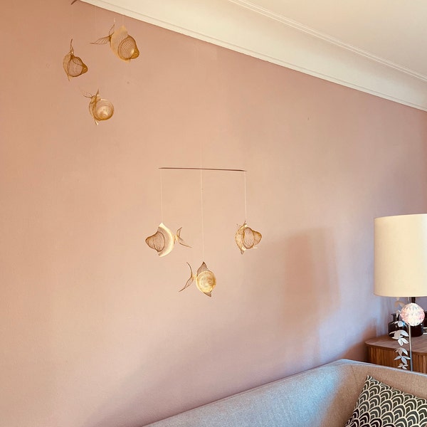 Gold Fish Kinetic Mobile 4 or 6 Piece, Brass Fish Decor, Modern Mobile ...