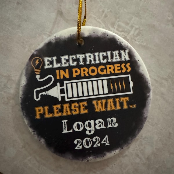 Electrician in Progress Ornament, Custom Electricity Name Company Gift ...