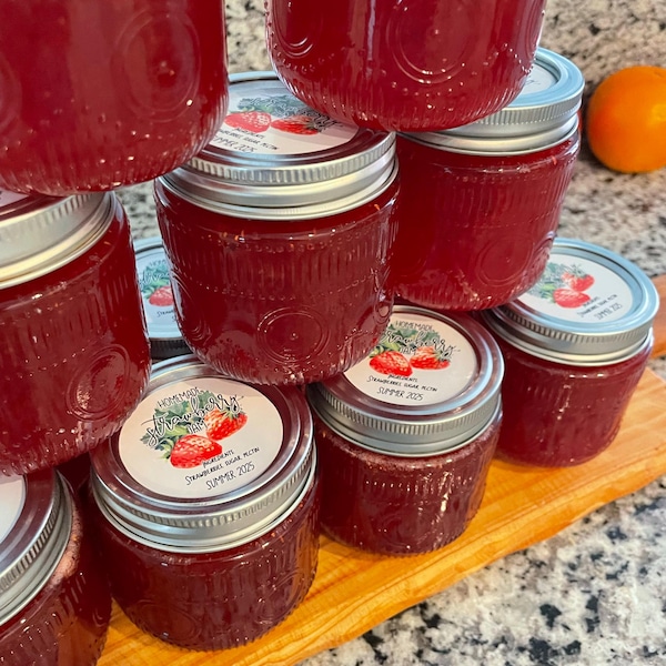 Custom Strawberry Jam Labels, Modern Printed Strawberry Preserves ...