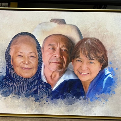 Personalized Watercolor Memorial Family Portrait, Add People to Photo ...
