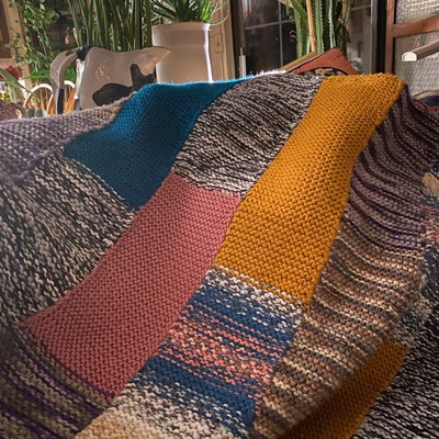 Fun Multicolor Knitted Throw Blanket/quilt/afghan - Etsy