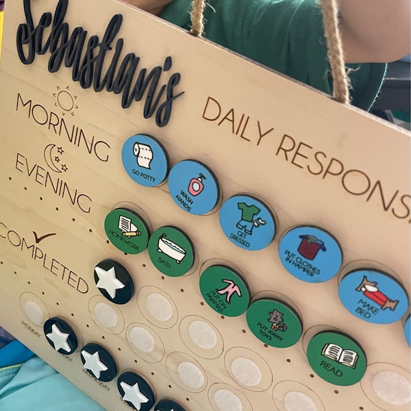 Personalized Childs Chore Chart With Pictures, Daily Toddler Routine ...