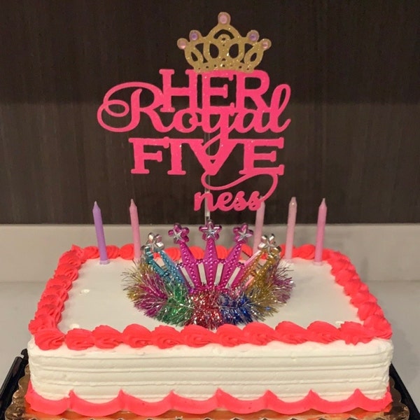Princess Cake Topper, ANY COLORS, 5th Birthday, Fifth Birthday, Girls ...