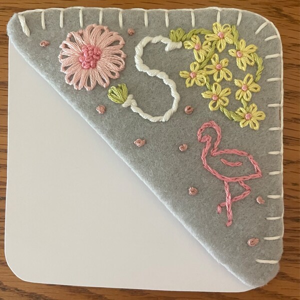 Hand Embroidered Personalized Initial Corner Bookmark Bookclub Gift ...
