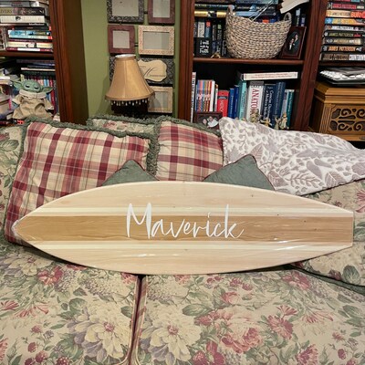 Personalized Surfboard Name Sign Handcrafted Wood Surfboard Wall Art ...