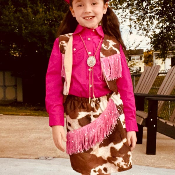 Vintage Girls Cowgirl Vest and Skirt Set, Fringe Cowgirl Outfit, Wild ...
