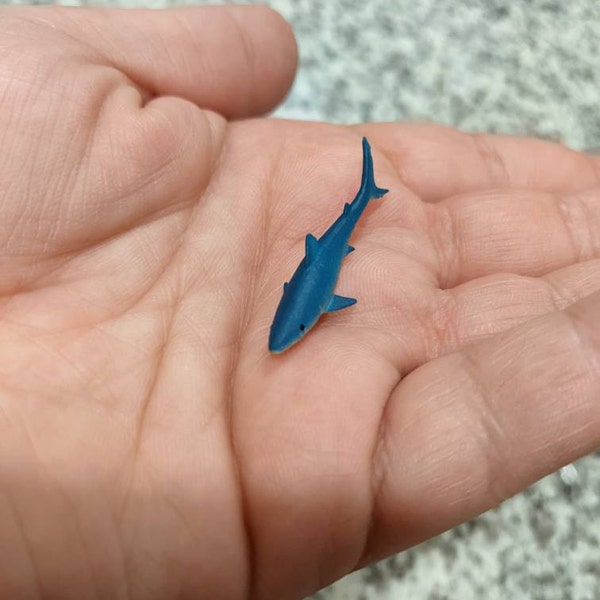 Tiny Blue Shark Figurine - Soft Plastic Animal for Diorama or Aquarium ...