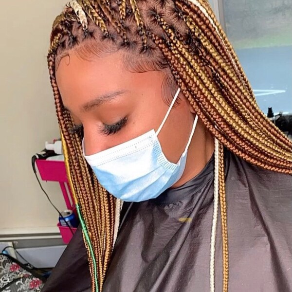 Ready to Ship Medium Eva Box Braids Wig for Black Women Cornrows Wig ...