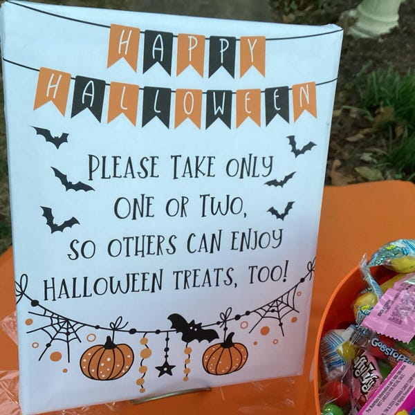 PRINTABLE Halloween Candy Bowl Sign, Please Take One Sign, Trick or ...