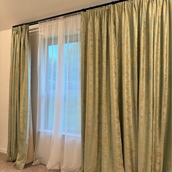 5 Color Extra Long Custom Made Drapes Luxury Drapery Gold Metallic Foil ...
