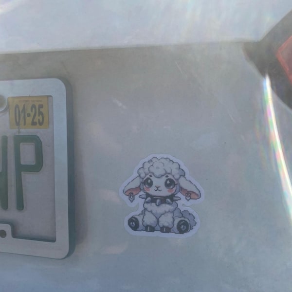 Goth Lamb Sticker - Holographic Lamb Sticker, Cute Pixel Art Punk Lamb ...