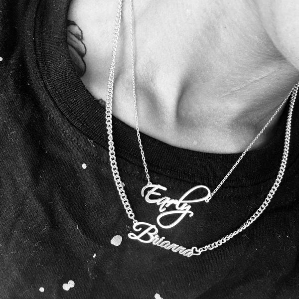 Custom Silver Name Necklace,nameplate Heart Necklace,silver Curb Chain ...