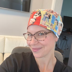 ENT Botanical Euro Surgical Scrub Cap, for MEDIUM Length Hair, Cute ...