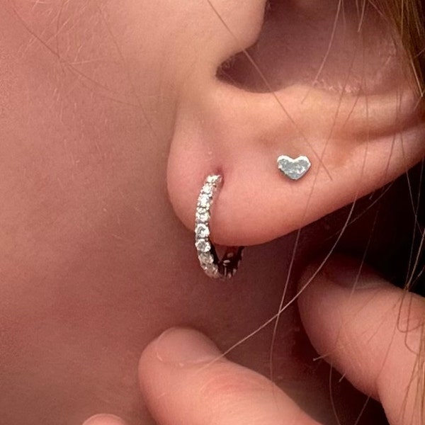 Lab Diamond Hoop Earrings Cartilage Earring Hoop Small Hoop Earrings ...
