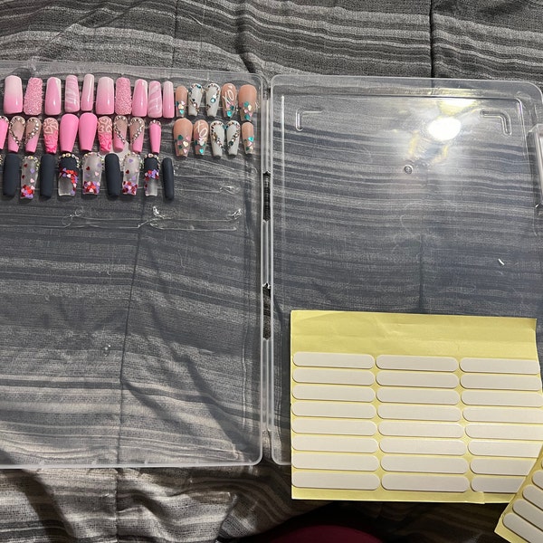 Press on Nails Storage Box | Reusable Organization Nail Box | Large ...