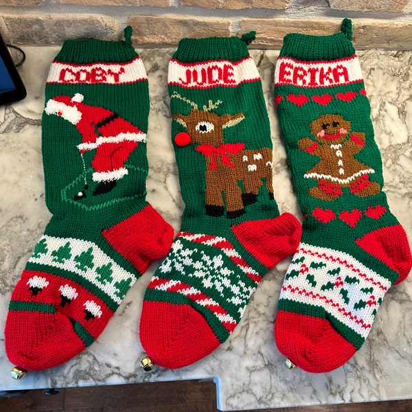 Hand Knit Christmas Gingerbread Girl and Boy Stockings - Etsy