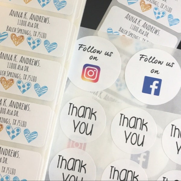 Cute Return Address Labels With Hearts ,mailing Labels, Return Address ...