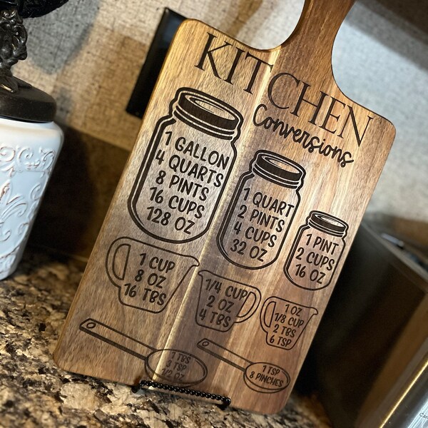 Kitchen Measurement Conversion Chart SVG, Printable Cheat Sheet, Mason ...