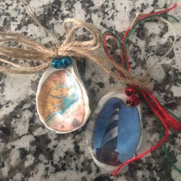 CUSTOM Oyster Shell Ornament With Personalized Map - You Pick the ...