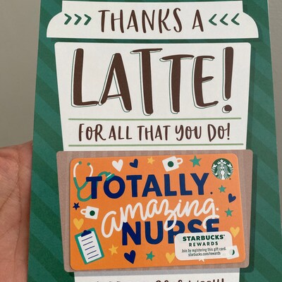 Nurse Thank You Card Printable Thanks a Latte Coffee Gift Card Holder ...