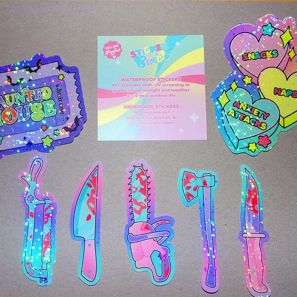 Mini Pastel Horror Weapons Holographic Sticker Pack - Etsy