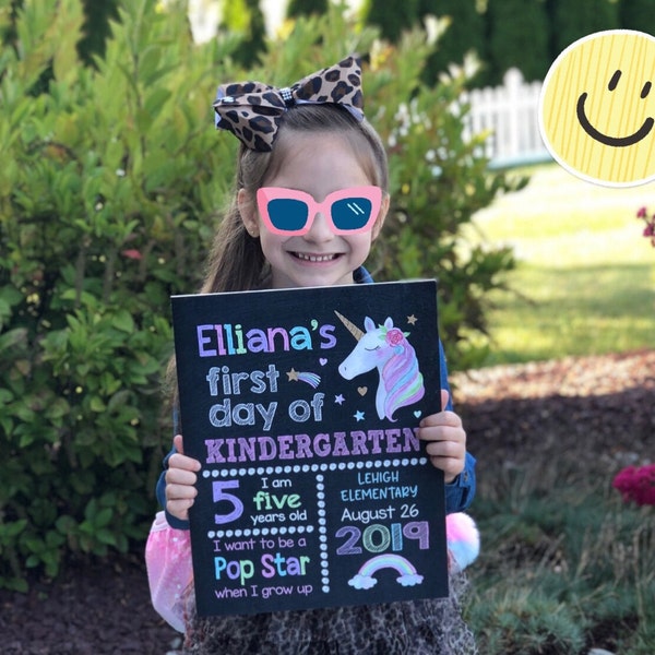 Unicorn First Day of Kindergarten Sign PRINTABLE, 1st First Day of ...
