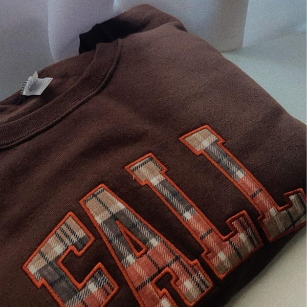 Fall Season Embroidered Sweatshirt, Custom Embroidered Crewneck ...