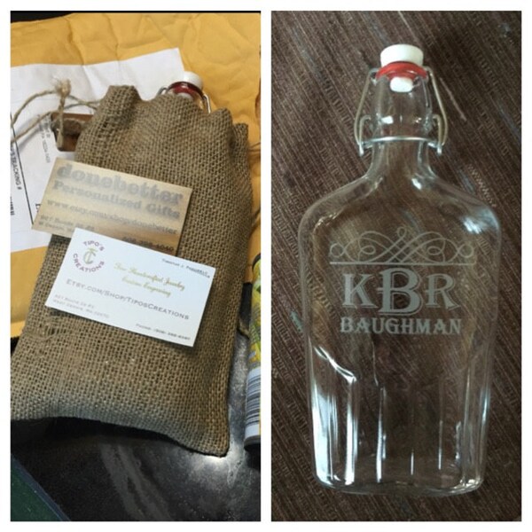 Personalized Glass Flask 500 Ml, Custom Groomsmen Gift, Glassware ...