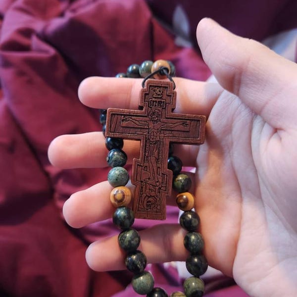 Orthodox Prayer Rope, Garnet and Jade Gemstone Beads, Hematite Stone ...