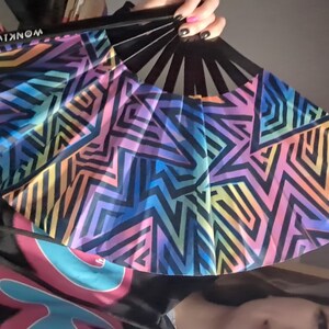 XL and Medium Size Festival Fan, Iridescent Mermaid Wishes, Big Folding ...