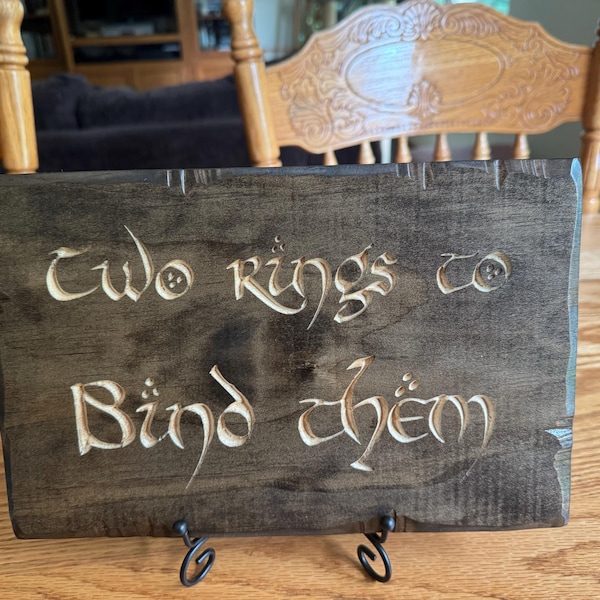 Two Rings to Bind Them Sign Engraved Rustic Wood Wedding Sign With ...