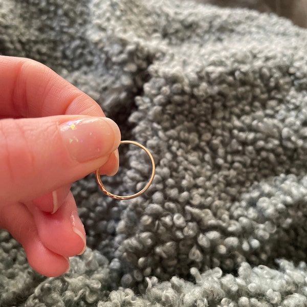 14k Solid Gold Tiny Croissant Ring, Thin Croissant Gold Dome Ring, Dainty Pinky Ring, Small ...