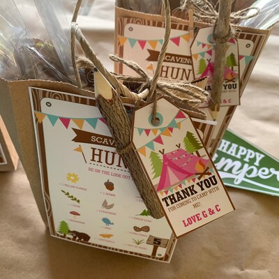 Camping Tent Party Favor Tags Thank You Tags Glamping - Etsy