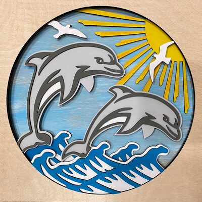 C108-dolphins Scroll Saw Pattern pdf, Dxf, Svg, Eps - Etsy
