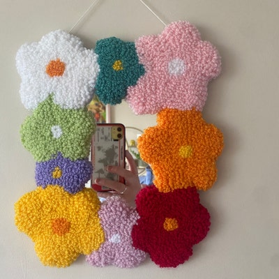 Custom Wavy Tufted Mirror Punch Needle Handmade Home Decor - Etsy