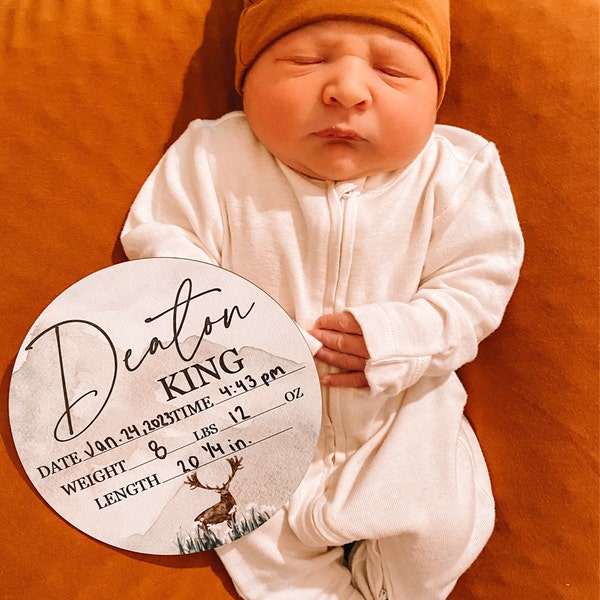 Newborn Birth Stat Sign, Personalized Birth Announcement, Hospital Name ...