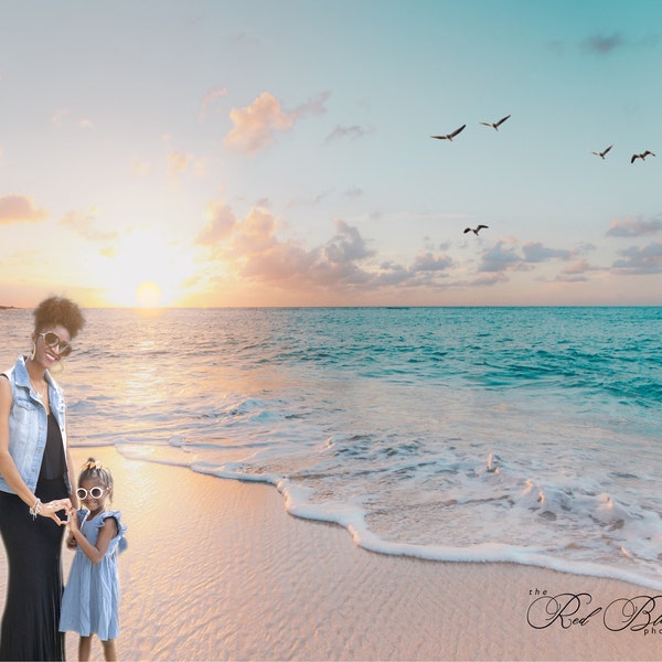 Beach Digital Backdrop, Digital Background, Summer Photography Backdrop ...