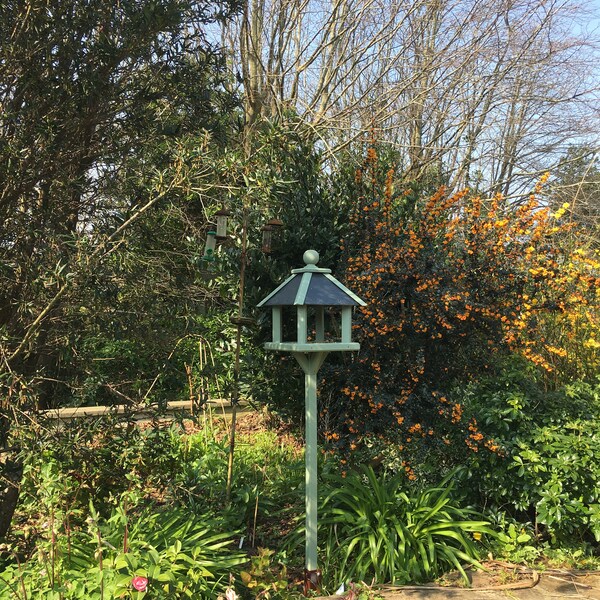 Bird Table, Golden Oak Colour, Hexagonal Bird Table Birdhouse, With a ...