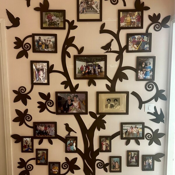 Wooden Family Tree With Frames, Wall Decorations for Living Room ...